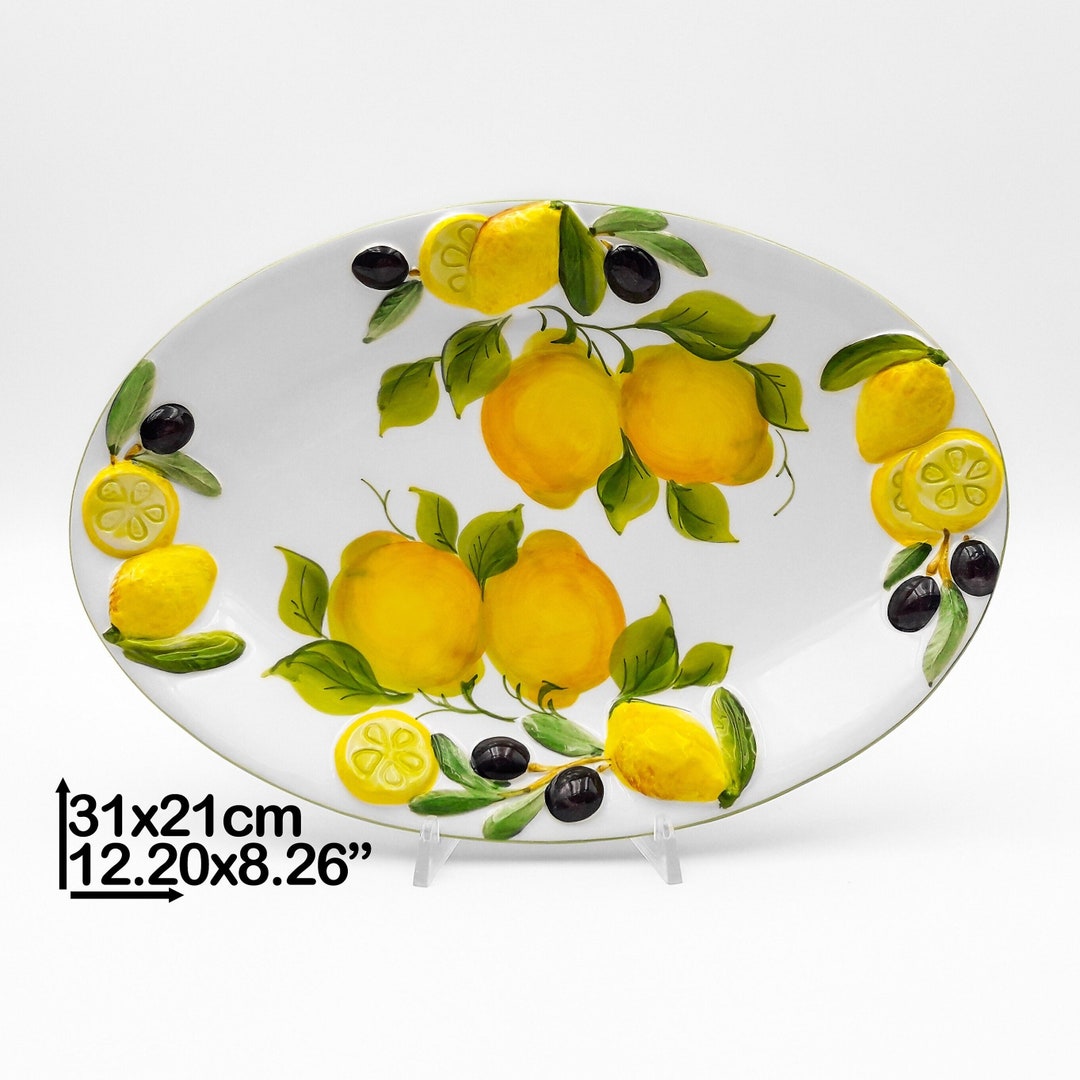Oval Tray Lemons and Olives Relief Decorated Lemons 30 Cm / 12" & 40 Cm ...