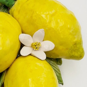 Three Lemon Branch With Flower to Hang or Free-standing H 25 Cm / 10 ...