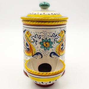 Salt Box - Salt Jar - Olive Holder Decorated in Raffaellesco. Deruta ...