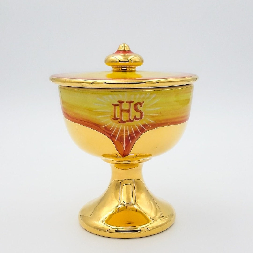 Pyx With Lid Decorated With IHS 18 Carat Gold FIRST CHOICE. Hand ...
