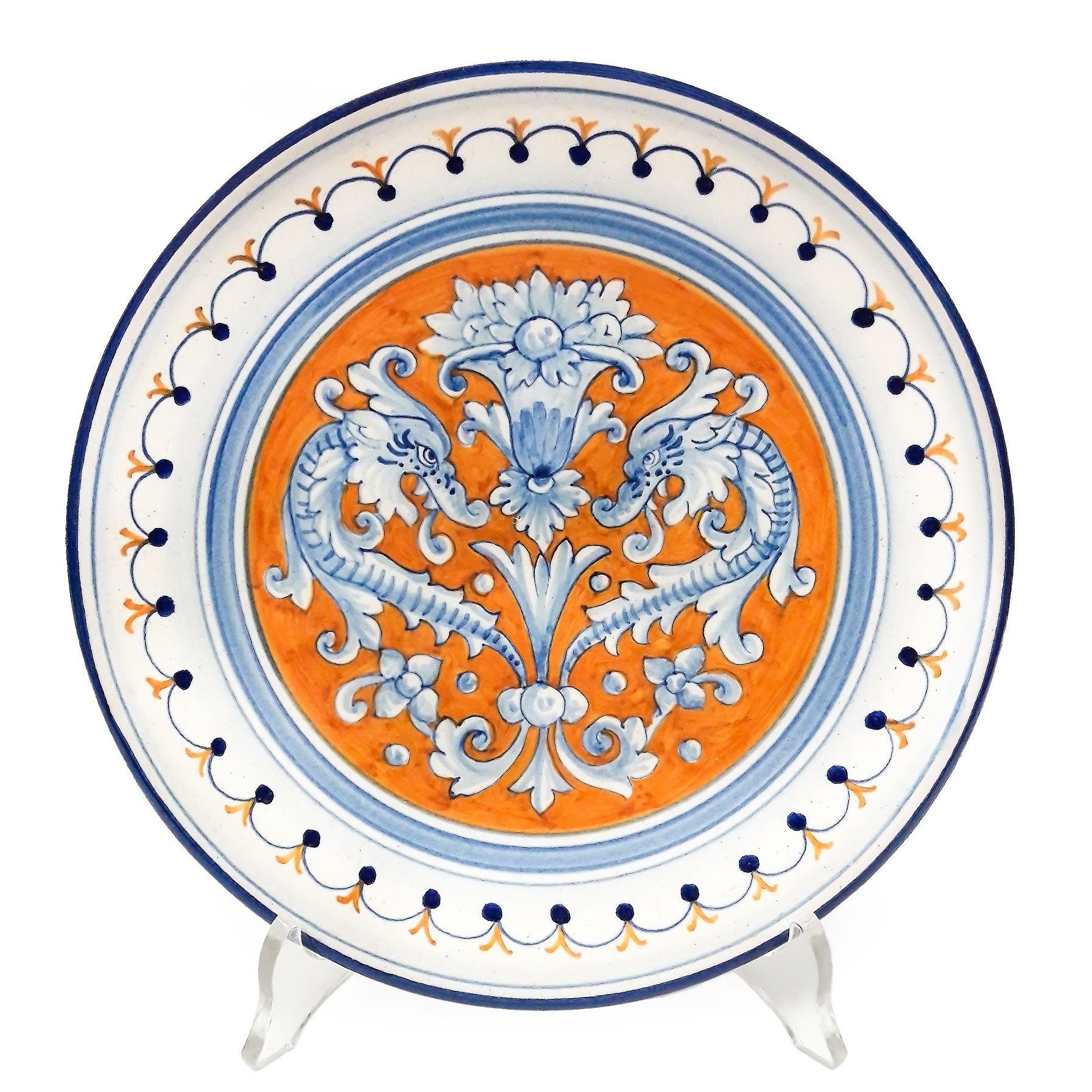 Wall Plate in Ancient Raffaellesco Style With Abundance Festoon Orange ...