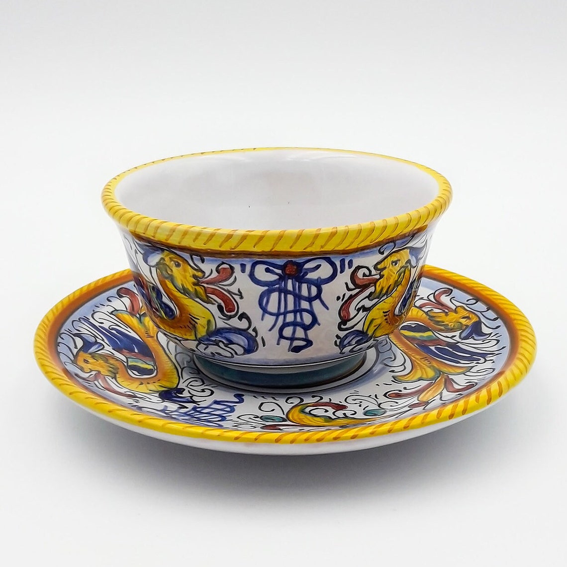 Flared Bell-shaped Tea Cup With Matching Saucer Plate - Etsy