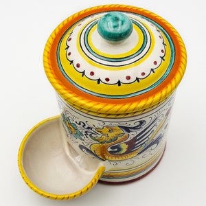 Salt Box - Salt Jar - Olive Holder Decorated in Raffaellesco. Deruta ...