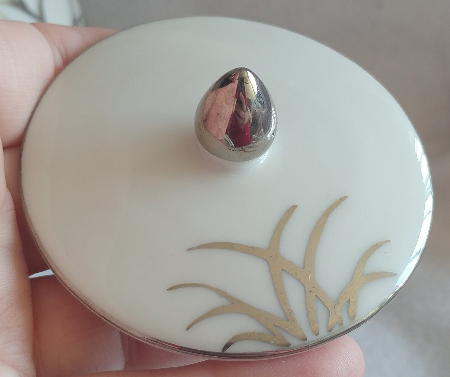 Vintage Hand Painted White With Silver Wheat Design 3 - Etsy