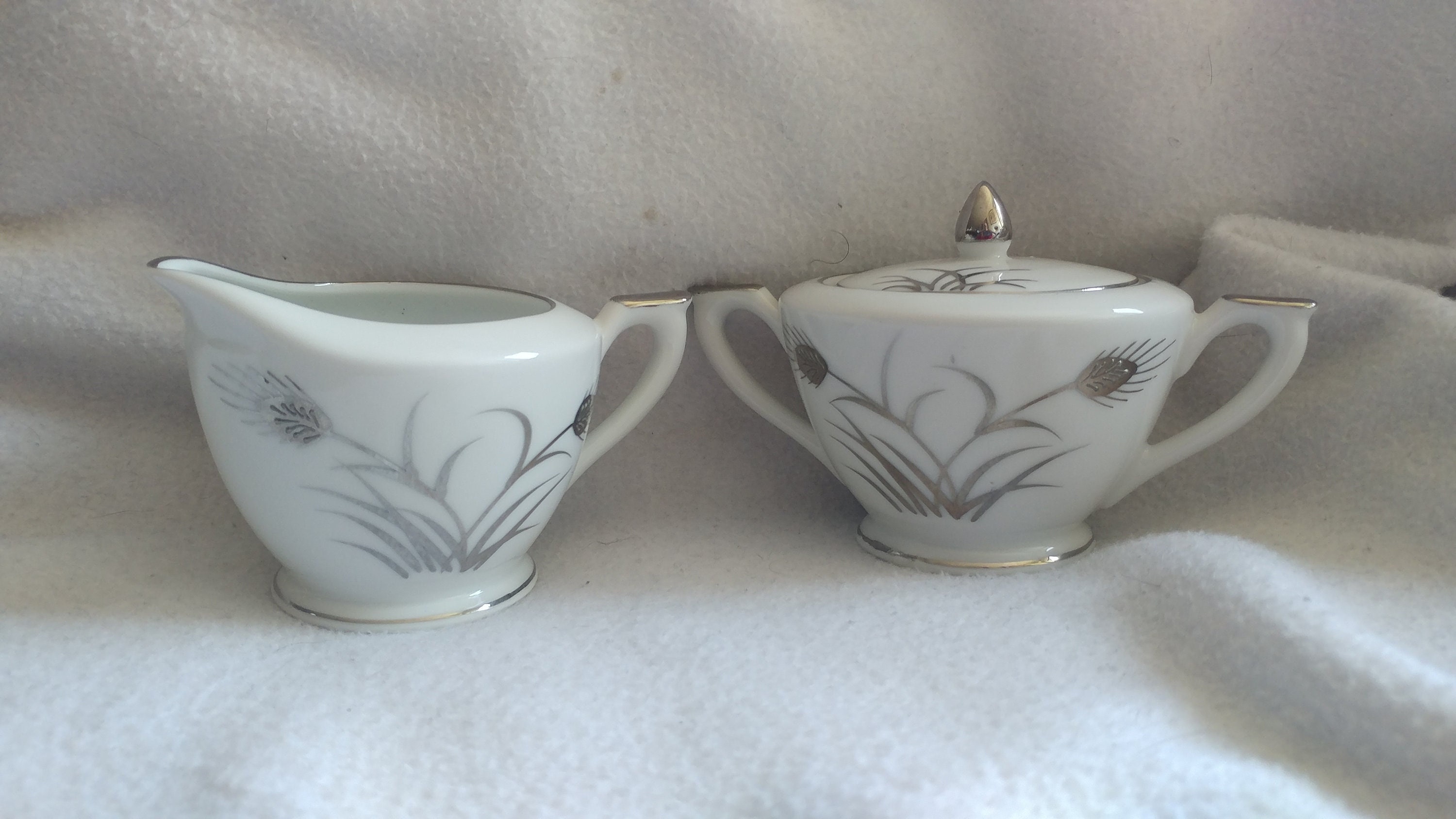 Vintage Hand Painted White With Silver Wheat Design 3 - Etsy