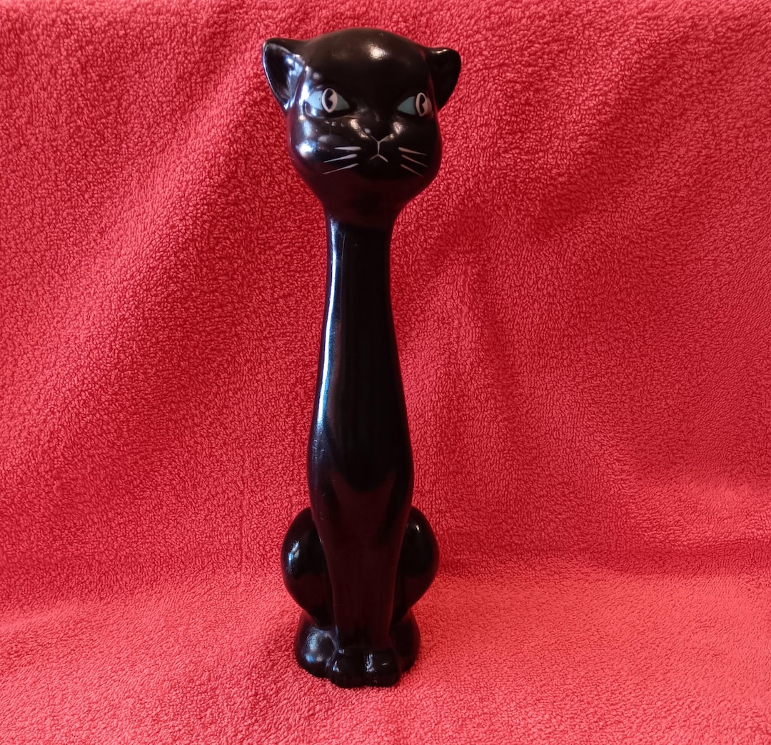 Vintage 10" Tall Plastic Black Cat Bank From Beardmore Products - Cork ...