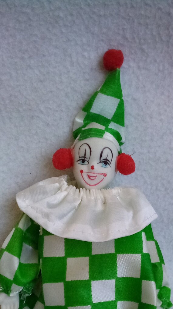 Vintage 8.5 Porcelain Wire Clown Doll With Red Pom-pom - Etsy