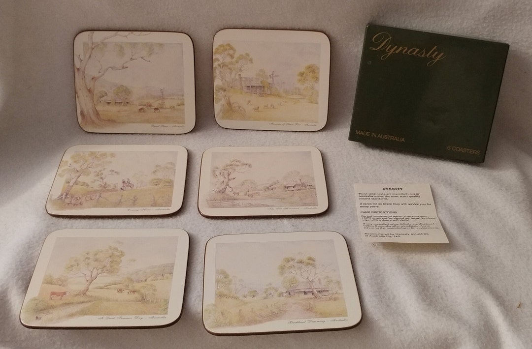 Vintage Set of Australian Scene Cork Coasters by Dynasty Industries ...