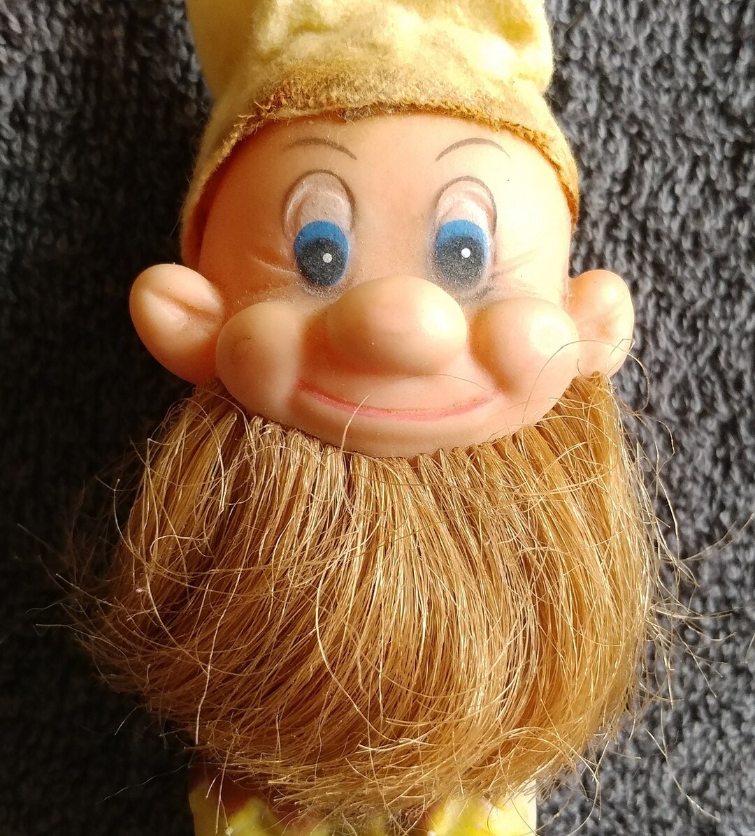 Adorable Vintage 5" Rubber Gnome Doll With Felt Outfit & Long Hair ...