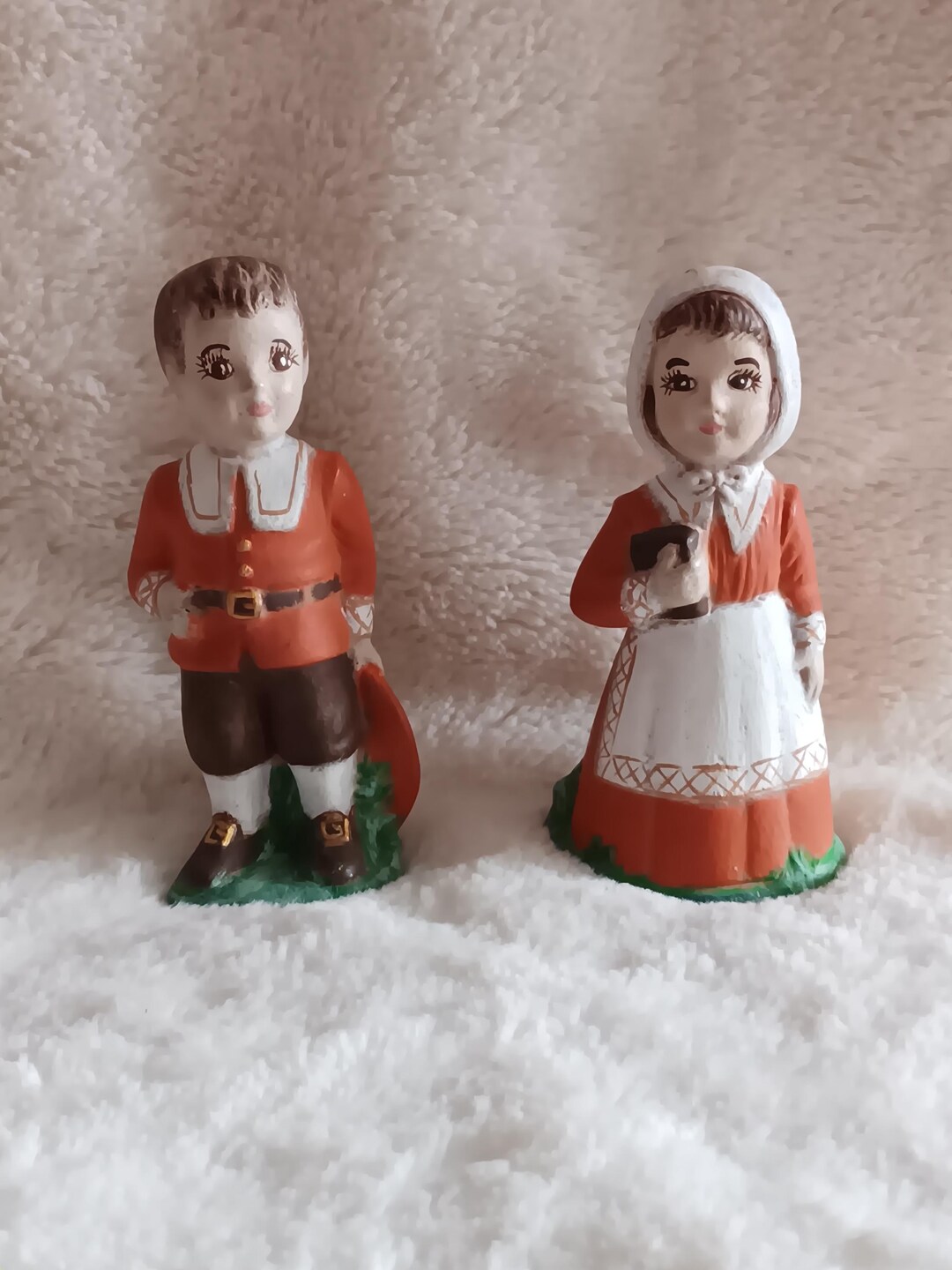 Vintage 4.25" Pilgrim Boy & Girl Hobbyist Figurines - Signed AC '82 ...