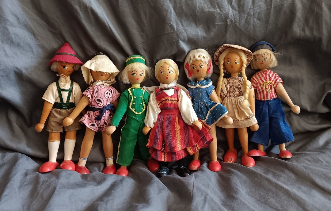 Choice of Vintage 7.5" Wooden Polish Folk Art Peg Doll With Hand ...
