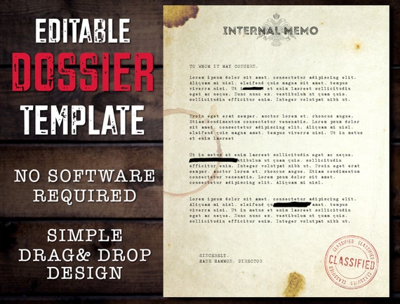 Editable Dossier Template Distressed Document Top Secret | Etsy