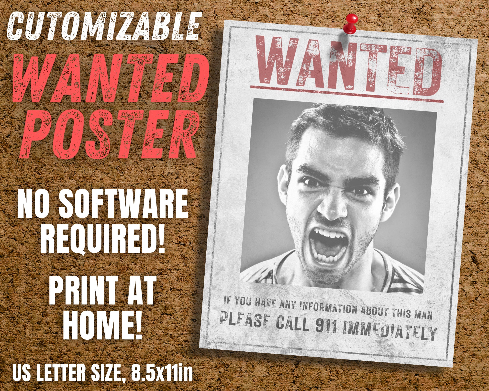 Editable Wanted Poster Template No Software Required - Etsy