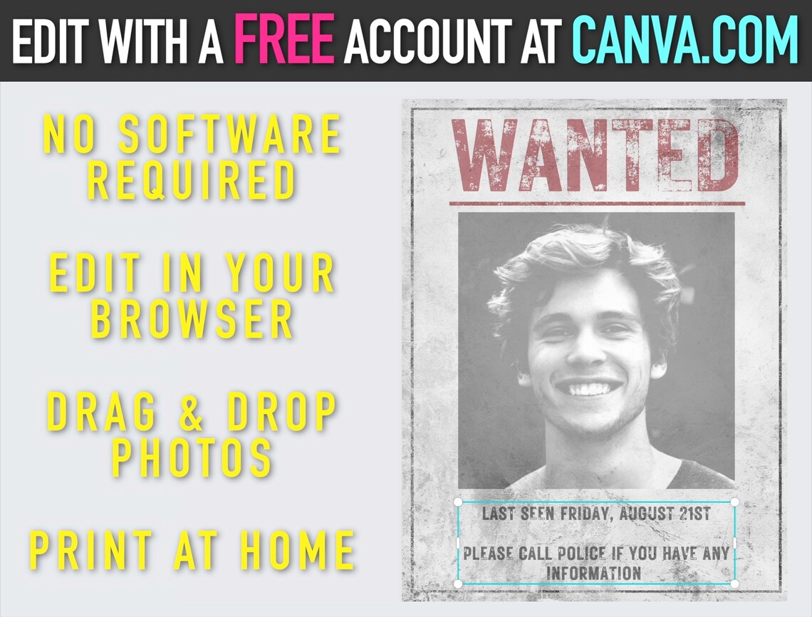 Editable Missing Poster Prop No Software Required - Etsy