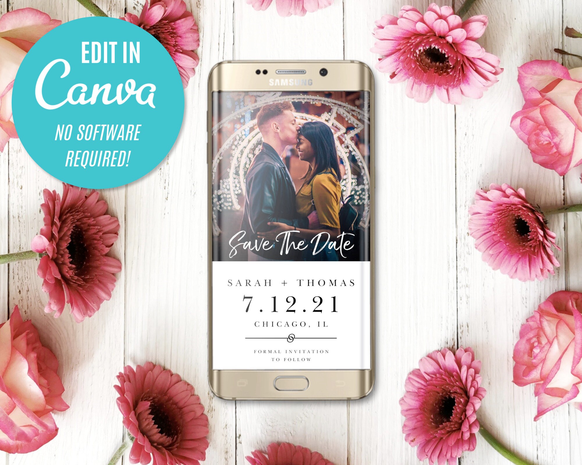 Editable Save the Date Template E-card Invitation Canva - Etsy