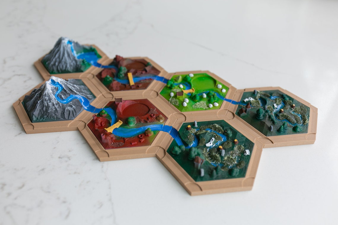 3D Printed Catan Boards for Scenario the Rivers of Catan | Etsy