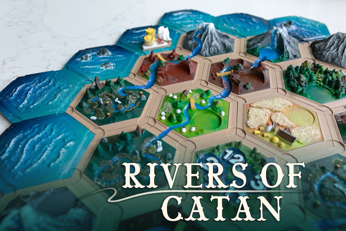 3D Printed Catan Boards for Scenario the Rivers of Catan | Etsy