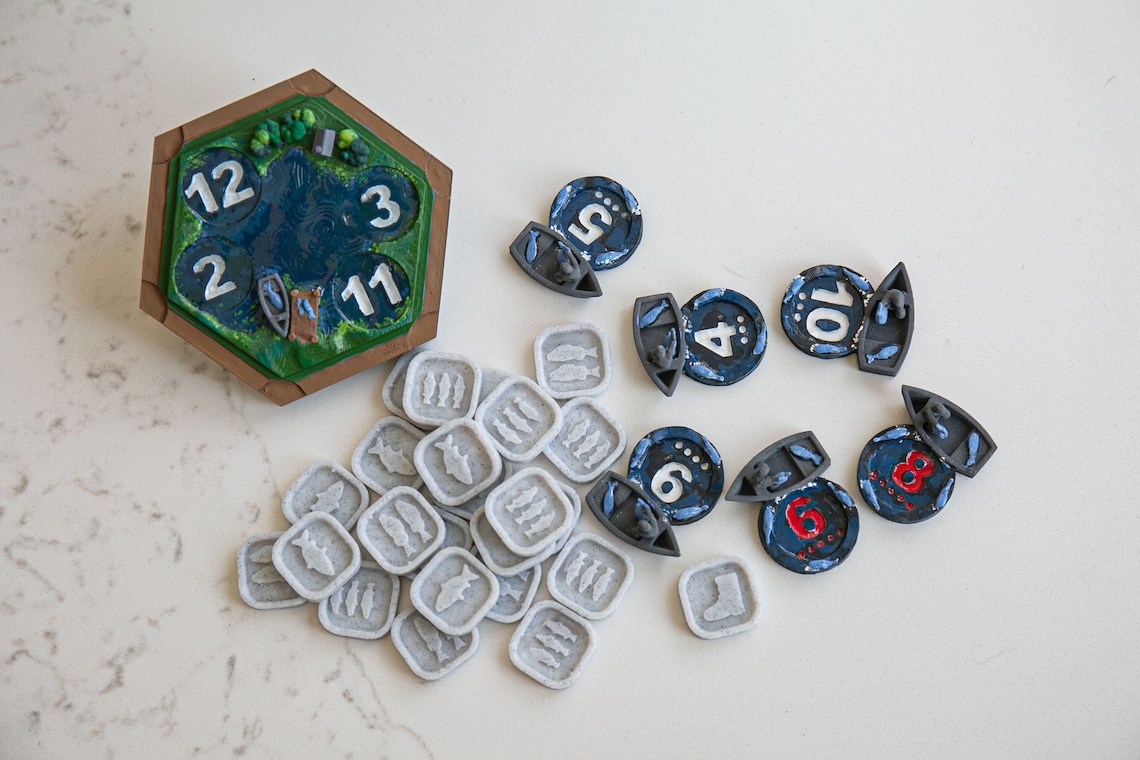 3D Printed Plastic Fish Tokens Lake Tiles for the Fisherman of - Etsy