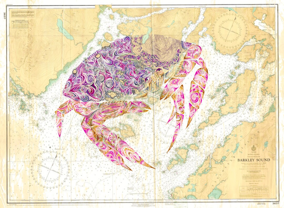 West Coast Crab Chart / Map - Etsy