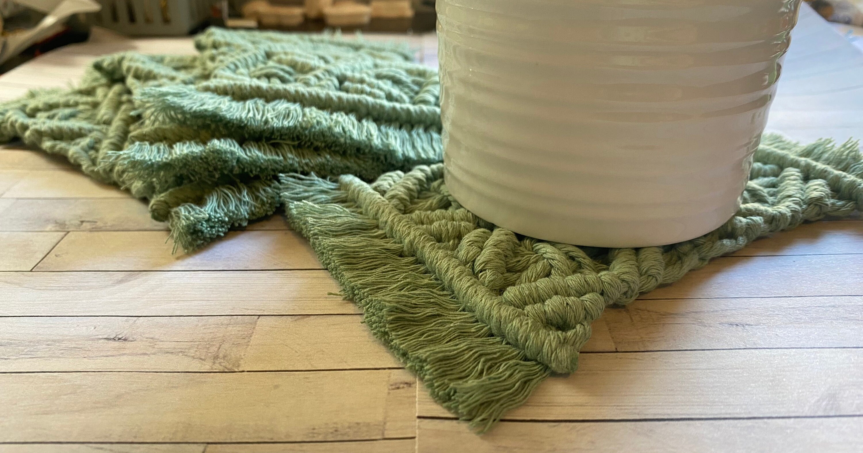 Tea Green Macrame Coasters (set of 4) - Etsy
