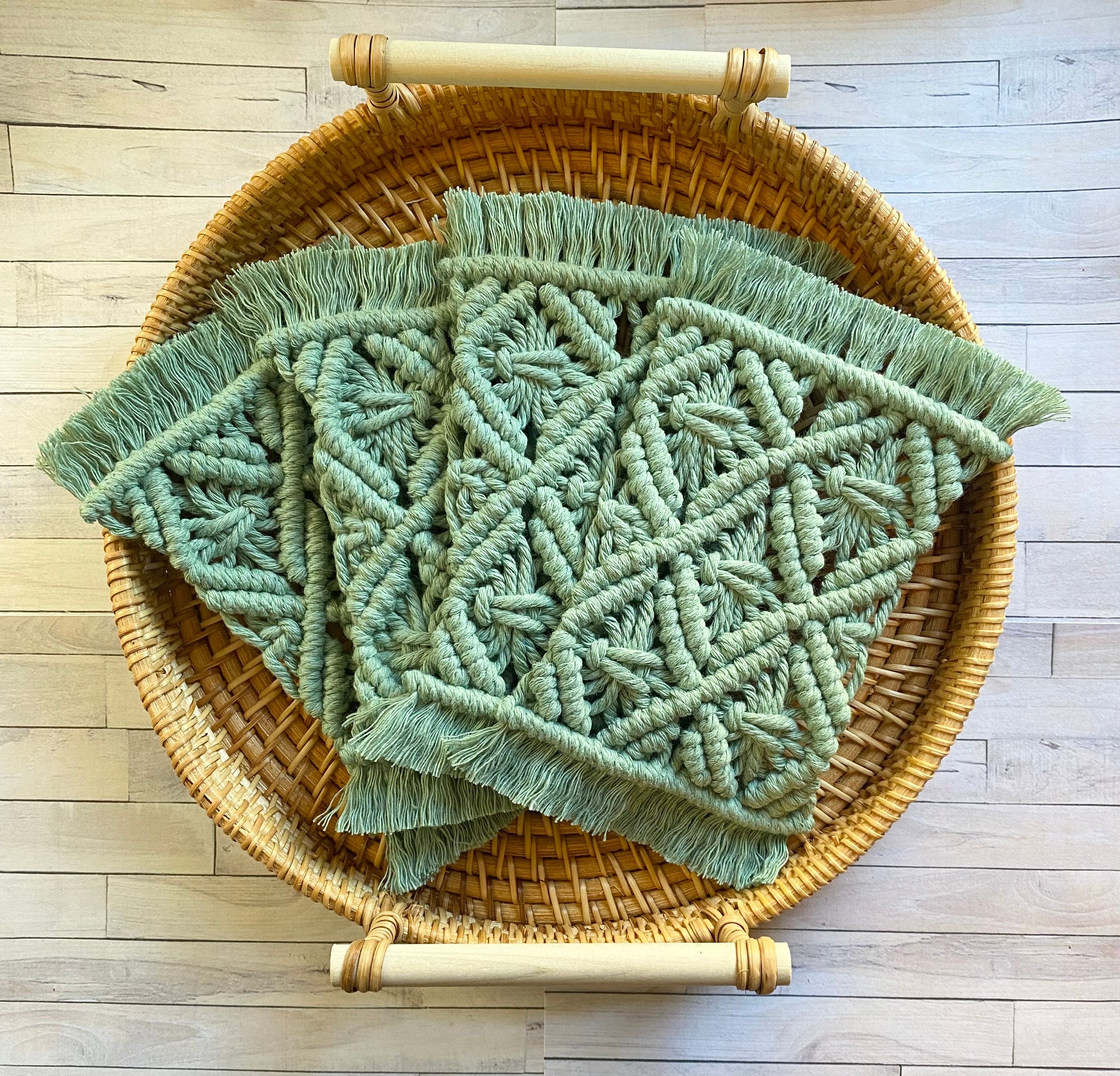 Tea Green Macrame Coasters (set of 4) - Etsy