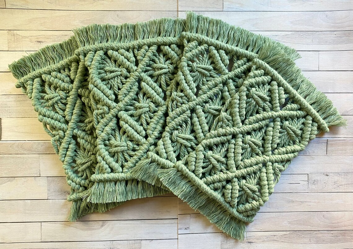 Tea Green Macrame Coasters (set of 4) - Etsy