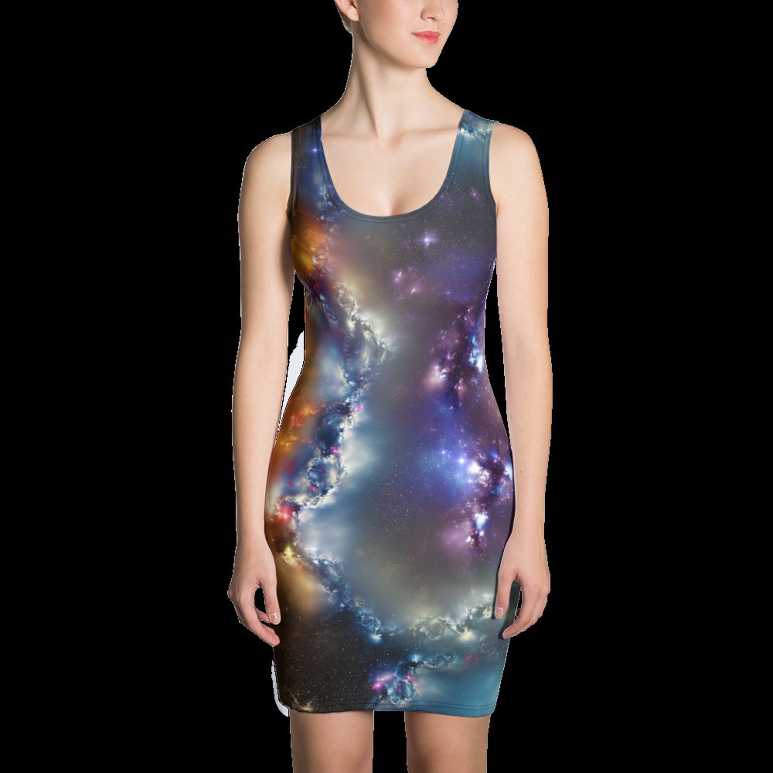 Rainbow Nebula Dress, Space Dress, Unique Summer Dress, Fitted Dress ...