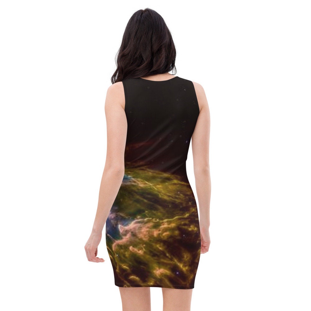 Nebula Galaxy Fitted Dress, Casual Space Themed Dress, Unique Fitted ...