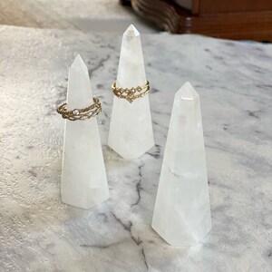 Crystal Ring Holder Stand- Rose Quartz & Clear Quartz Gemstone ...
