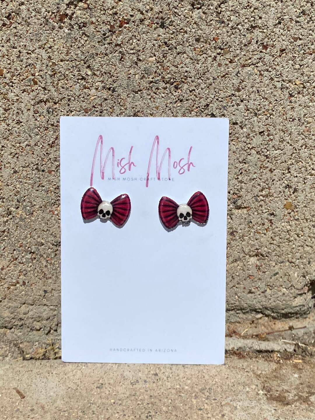 Skull Bow Stud Earrings | Cute Skull Earrings | Emo Bow | Halloween ...