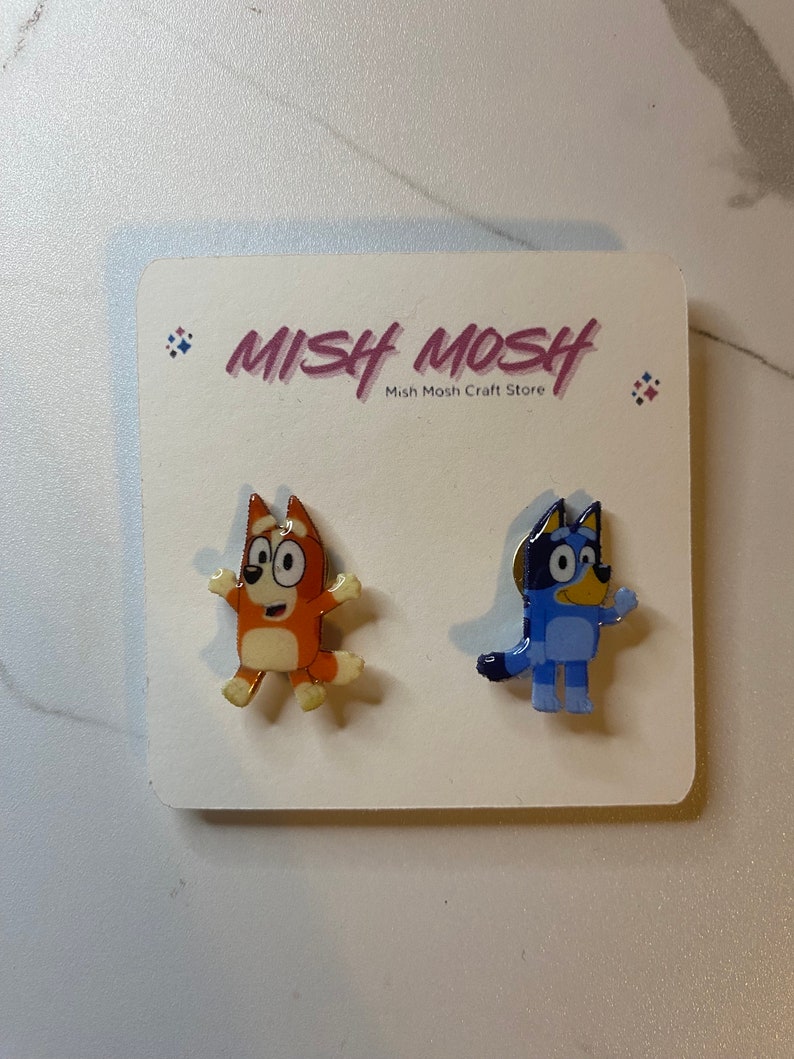 Bluey Stud Earrings | Bluey Bingo Clip on Earrings | Muffin Unicorse ...