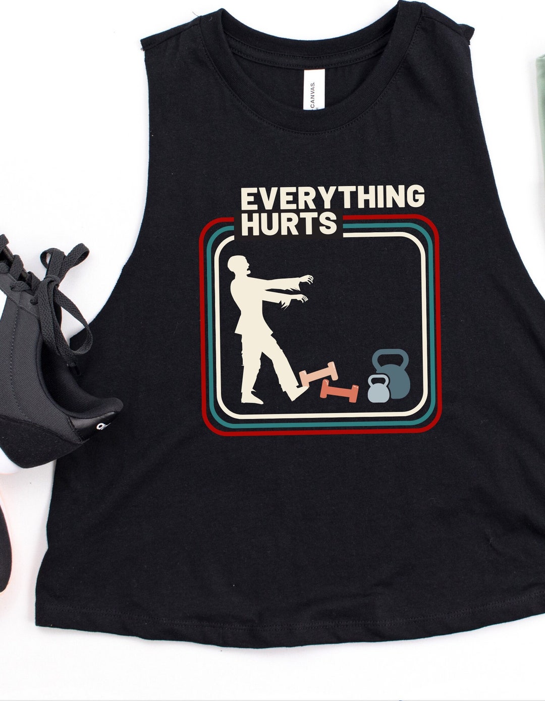 Everything Hurts Workout Top Funny Gym Shirt Tank Top Weight Lifting ...