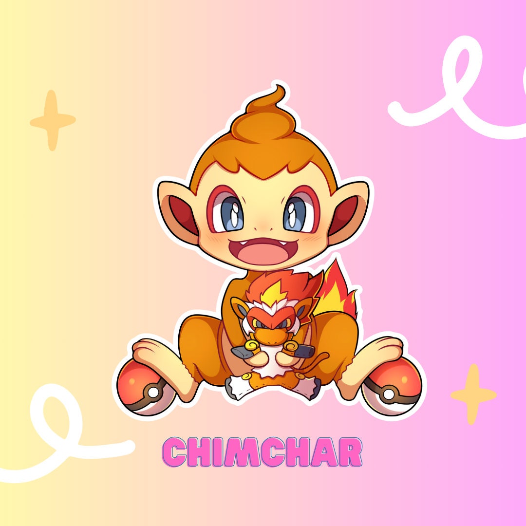 Chimchar and Infernape Vinyl Sticker Trendy Pokemon Decal for Laptops ...
