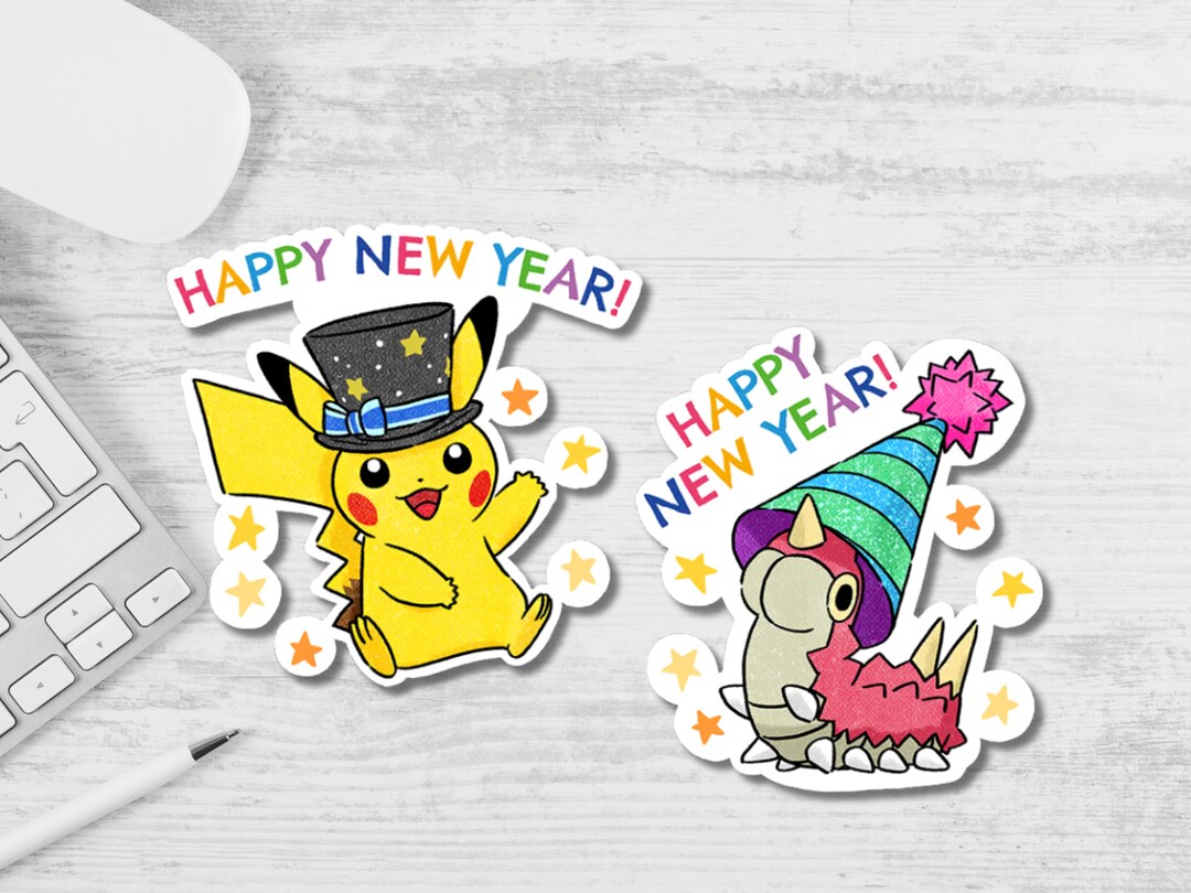 POGO Pokemon Sticker Pikachu & Wurmple Happy New Year Pokemon Sticker ...