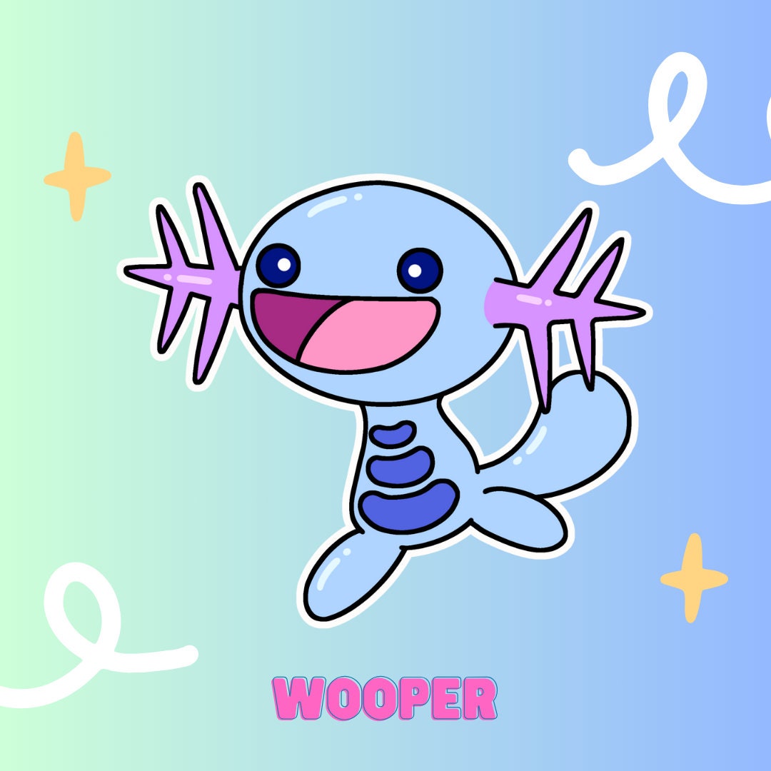 Wooper Vinyl Sticker Trendy Pokemon Decal for Laptops, Notebooks, Water ...