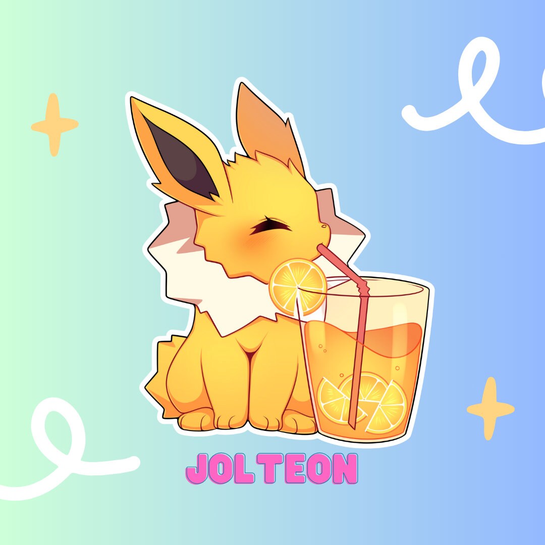 Jolteon With Lemonade Vinyl Sticker Trendy Pokemon Decal for Laptops ...