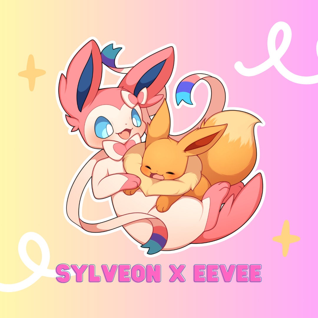 Eevee And Sylveon Vinyl Sticker Trendy Pokemon Decal For Laptops