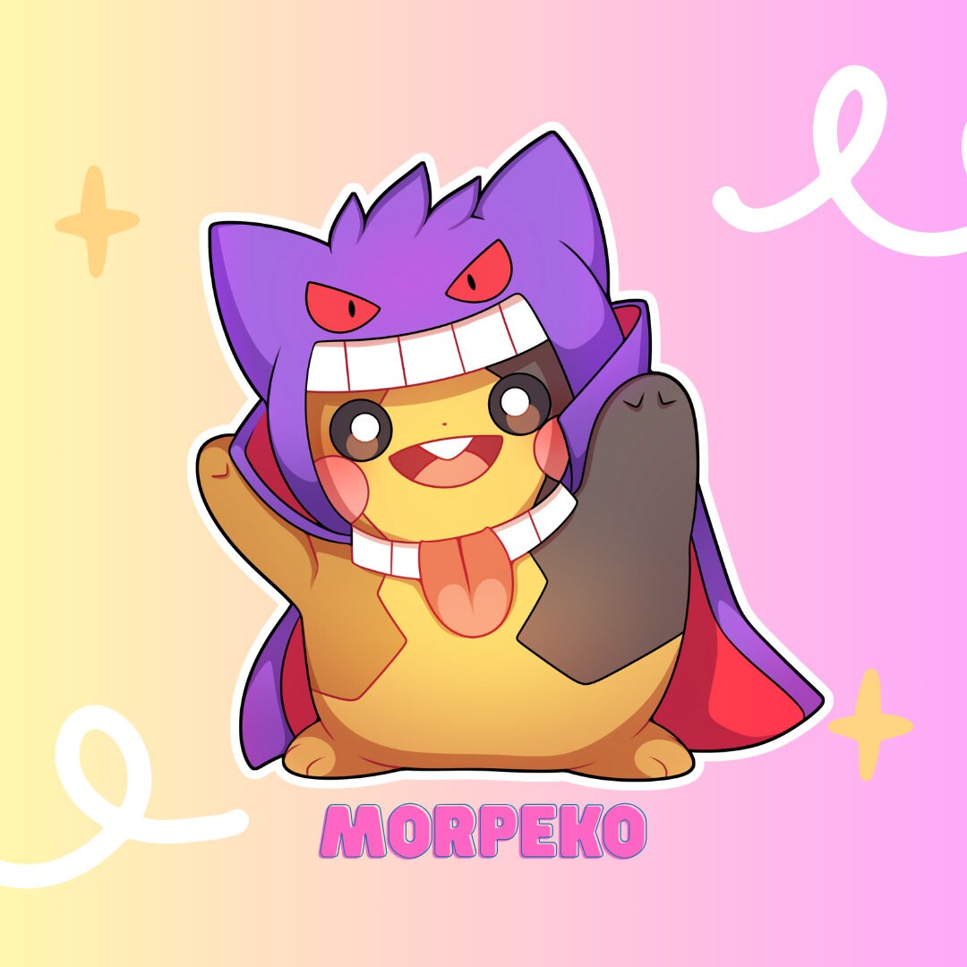 Morpeko in Gengar Costume Vinyl Sticker Trendy Pokemon Decal for ...