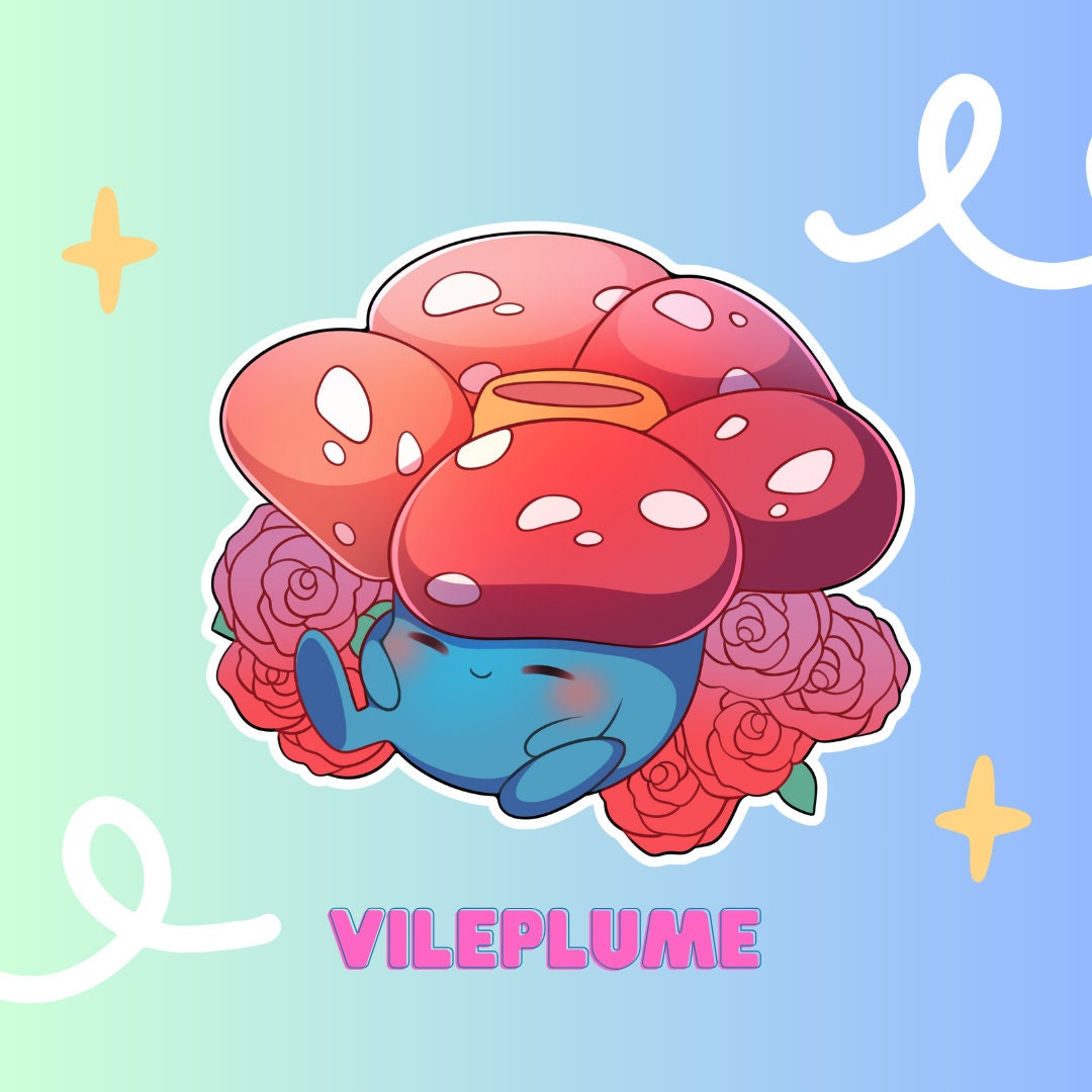 Vileplume Vinyl Sticker Trendy Pokemon Decal for Laptops, Notebooks ...
