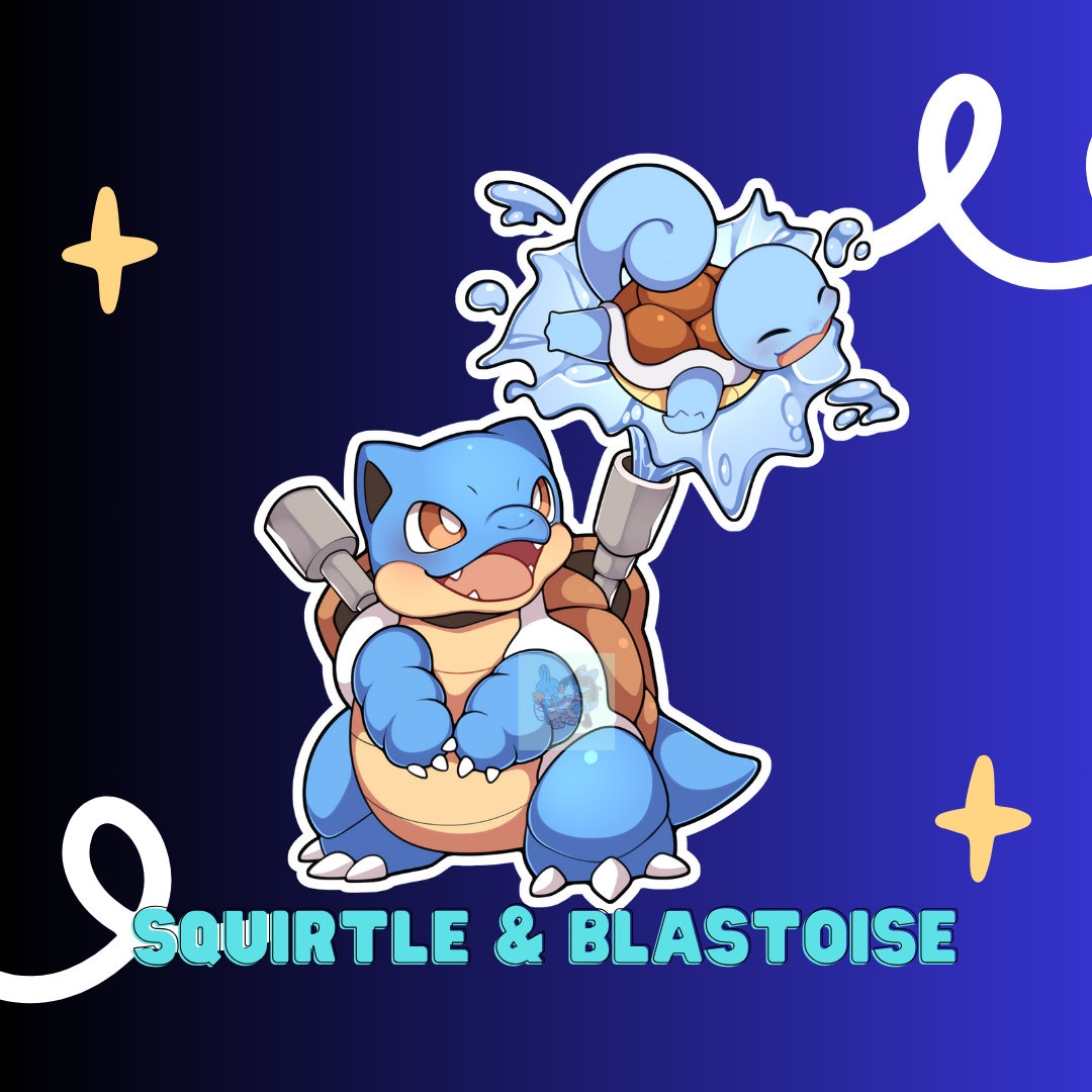 Blastoise and Squirtle Team Vinyl Sticker Trendy Pokemon Decal for ...