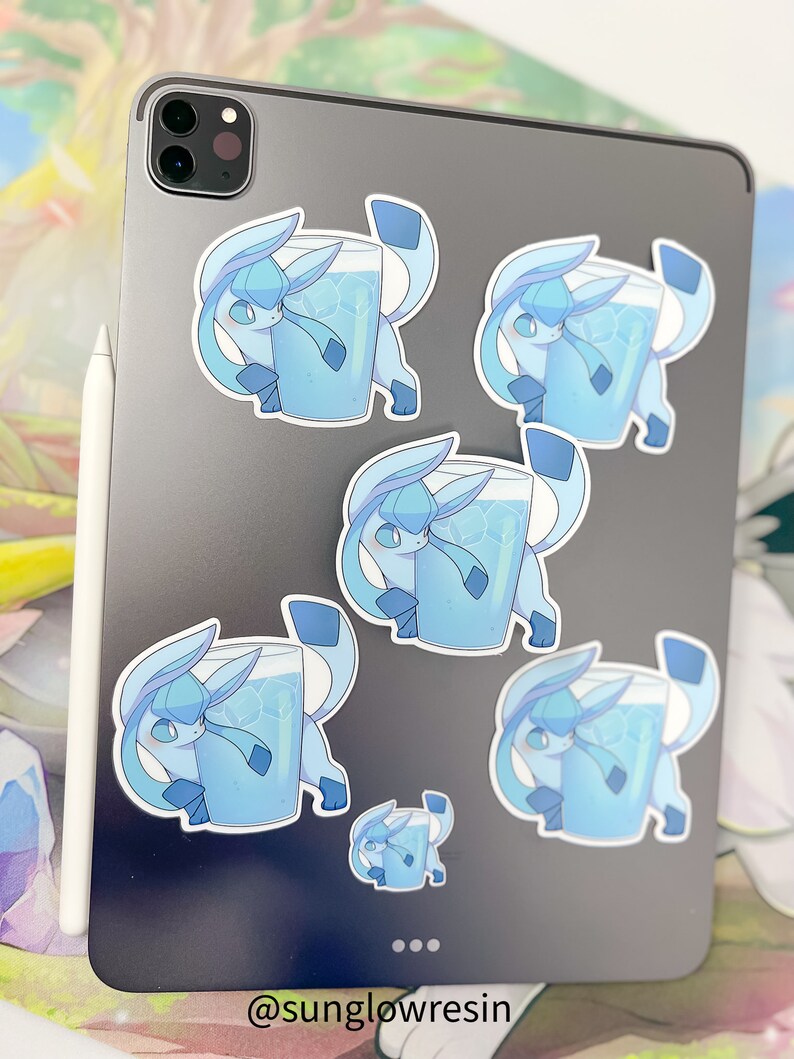 Glaceon With Iced Water Vinyl Sticker Pokemon Stickers - Etsy