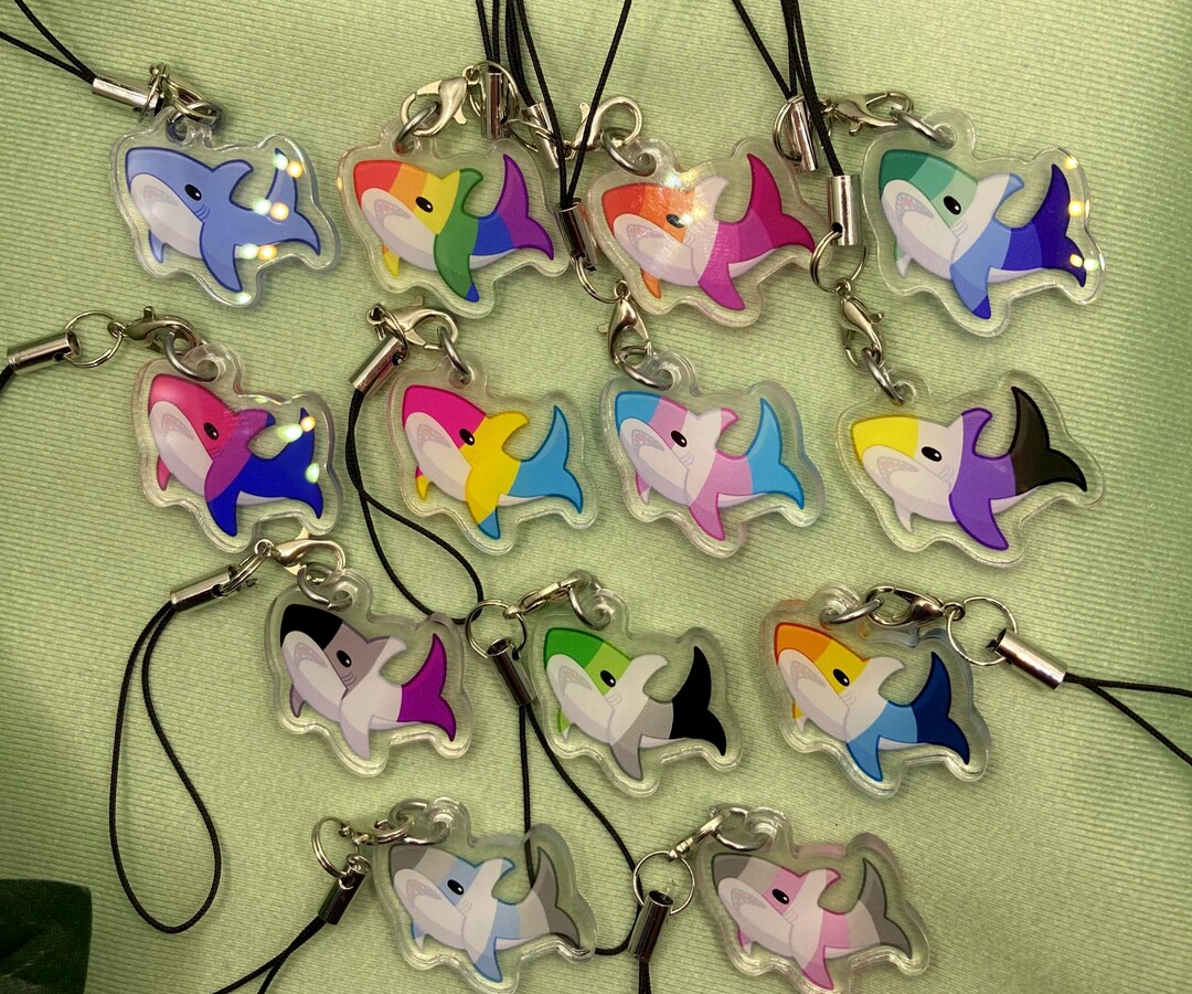 Pride Blahaj Shark Phone Charms | Acrylic Phone Charms | Pride Phone ...