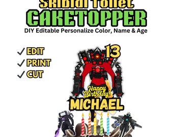 Upgraded Titan Speakerman Cake Topper, Skibidi Toilet Birthday ...