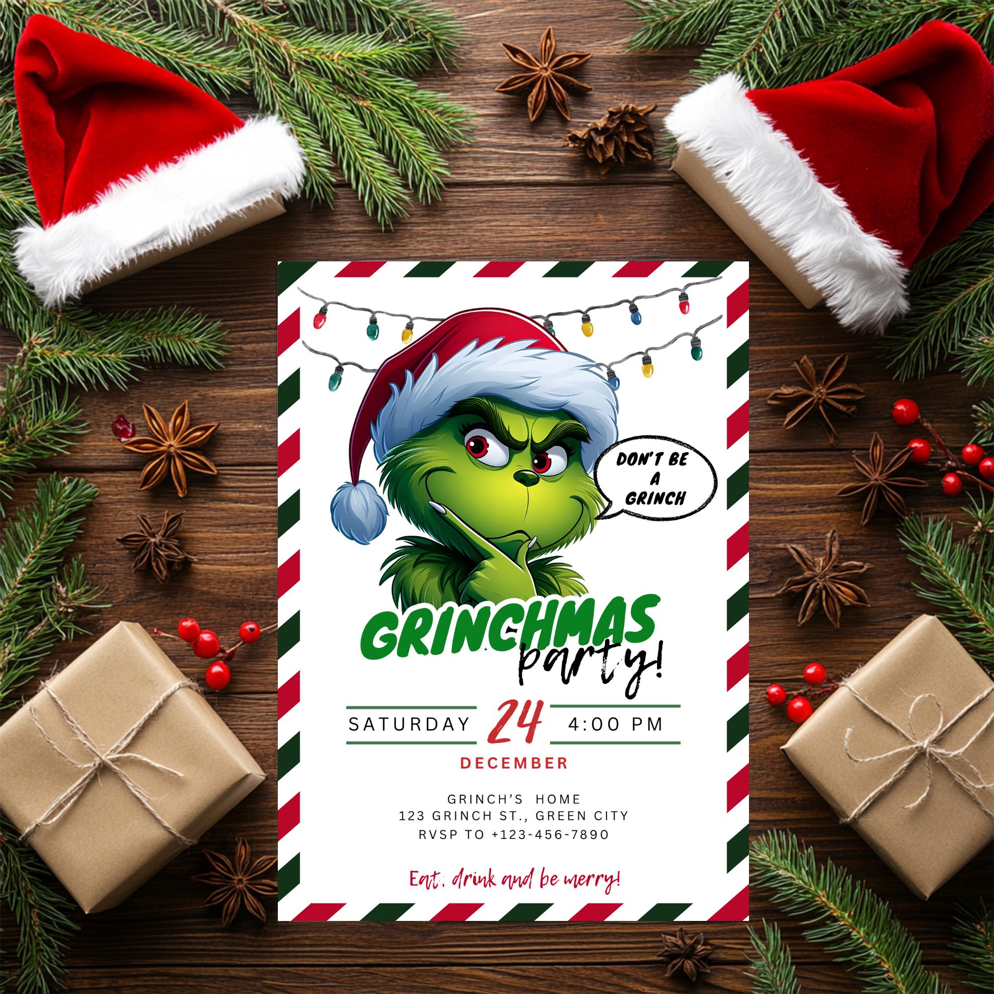 Editable Grinch Party Invitation | Merry Grinchmas Invitation | Grinch ...