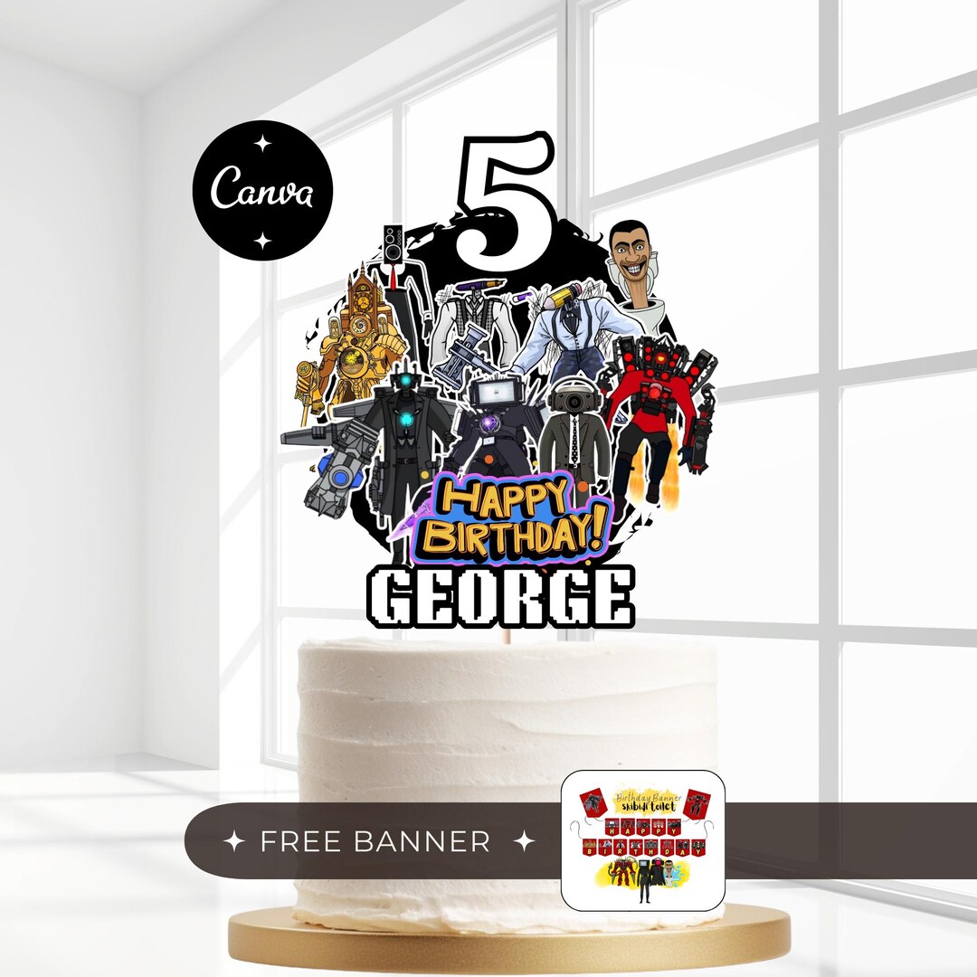 Skibidi Toilet Birthday Cake Topper | Boys Kids Bday Party Decor ...