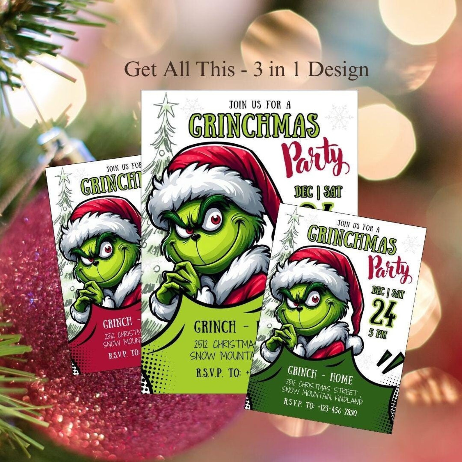 Editable Grinchmas Party Invite Christmas Party Invitation Don't Be a ...