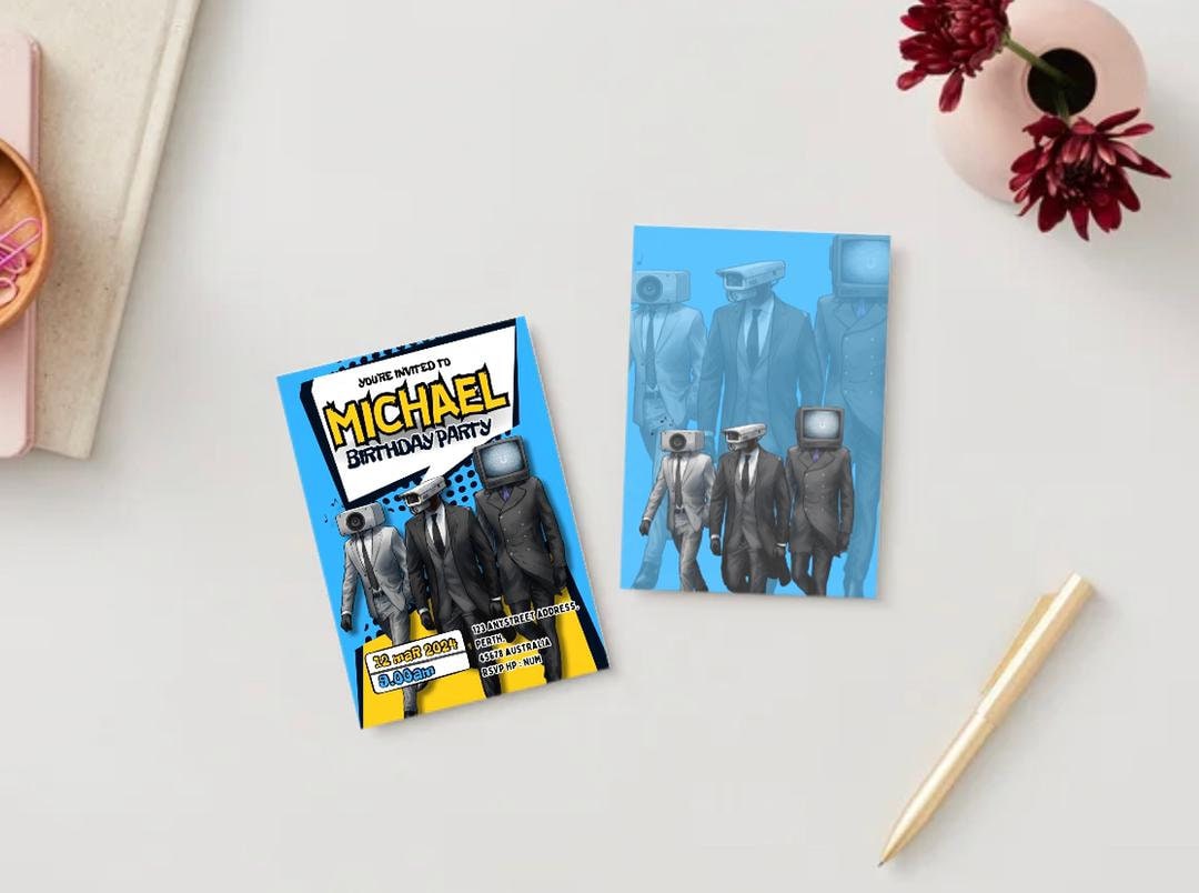 Speakerman Cameraman Tvman Birthday Invitation Card Skibidi Toilet - Etsy