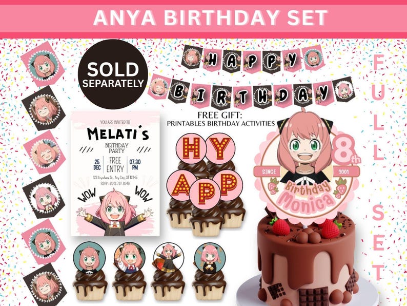 Editable Anya Birthday Invitation Printables Birthday Party Colorful ...