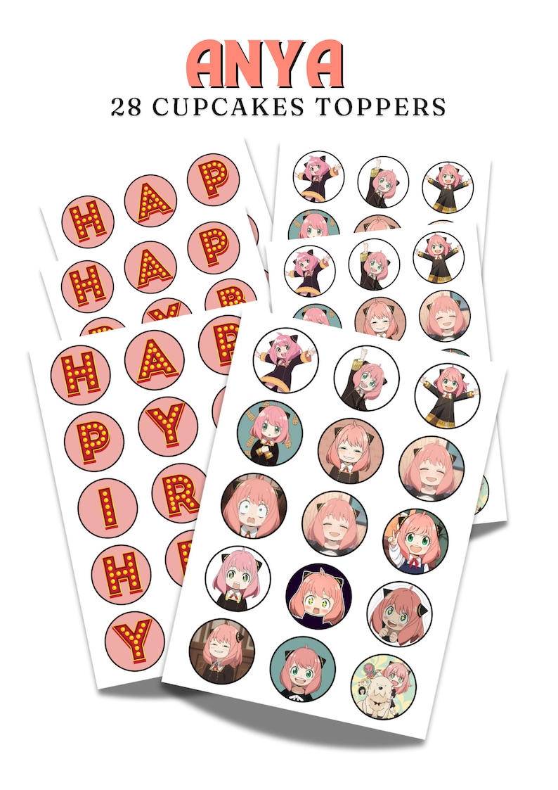 Anya Spy X Family Birthday Cupcakes Toppers Decoration for Birthday ...