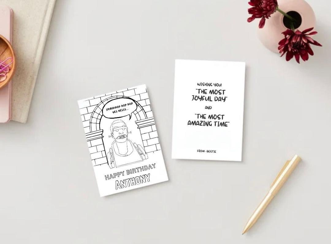 Editable Canva L DIY Boys Birthday Card Coloring Skibidi Toilet ...